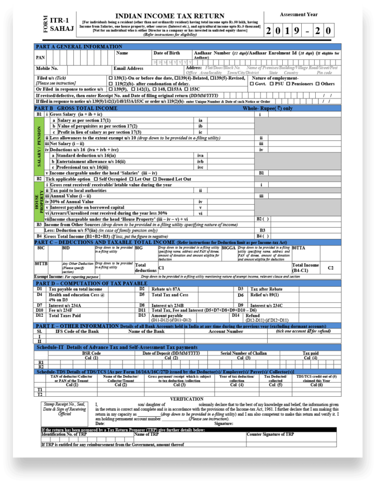 ITR-1 Form Filing – Tax Portal